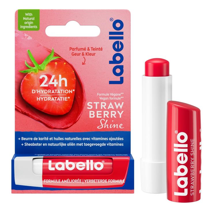 Labello Strawberry Shine Lip Care Balm – 4.8g – CosmoCosmetics